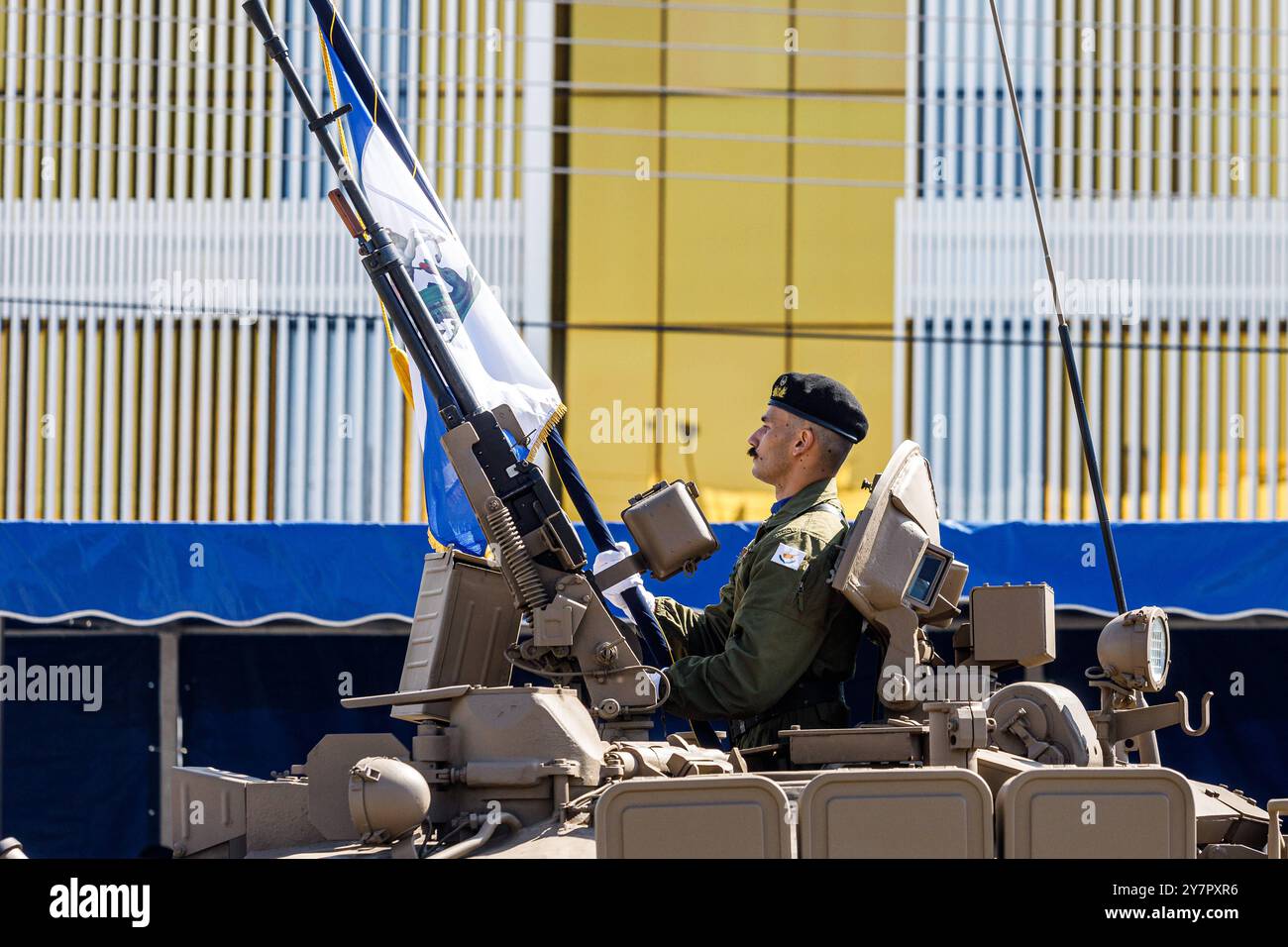 Cyprus : Independence Day military parade A soldier is seen on a tank ...