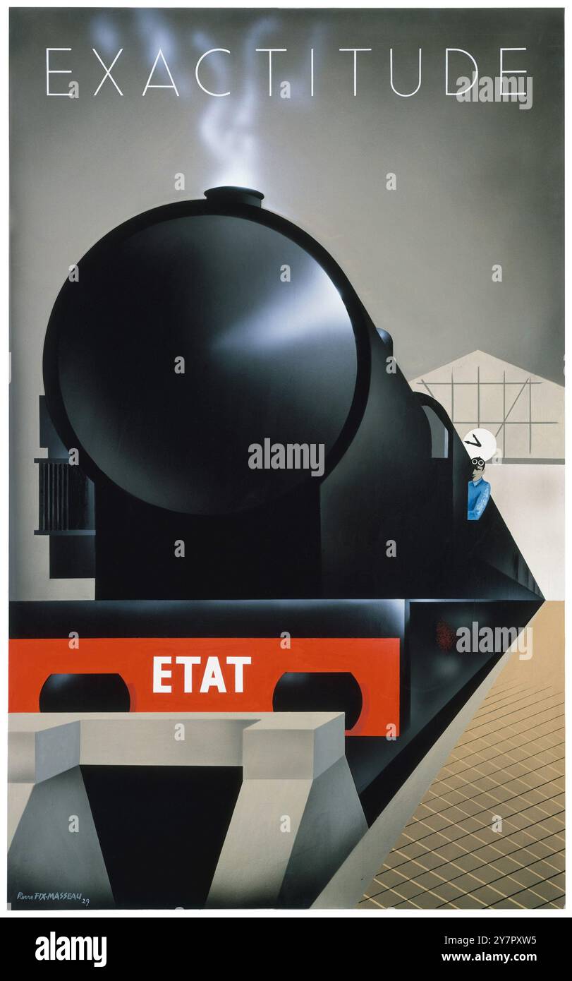 Exactitude, ETAT, vintage railway poster by Pierre Fix Masseau 1929 ...