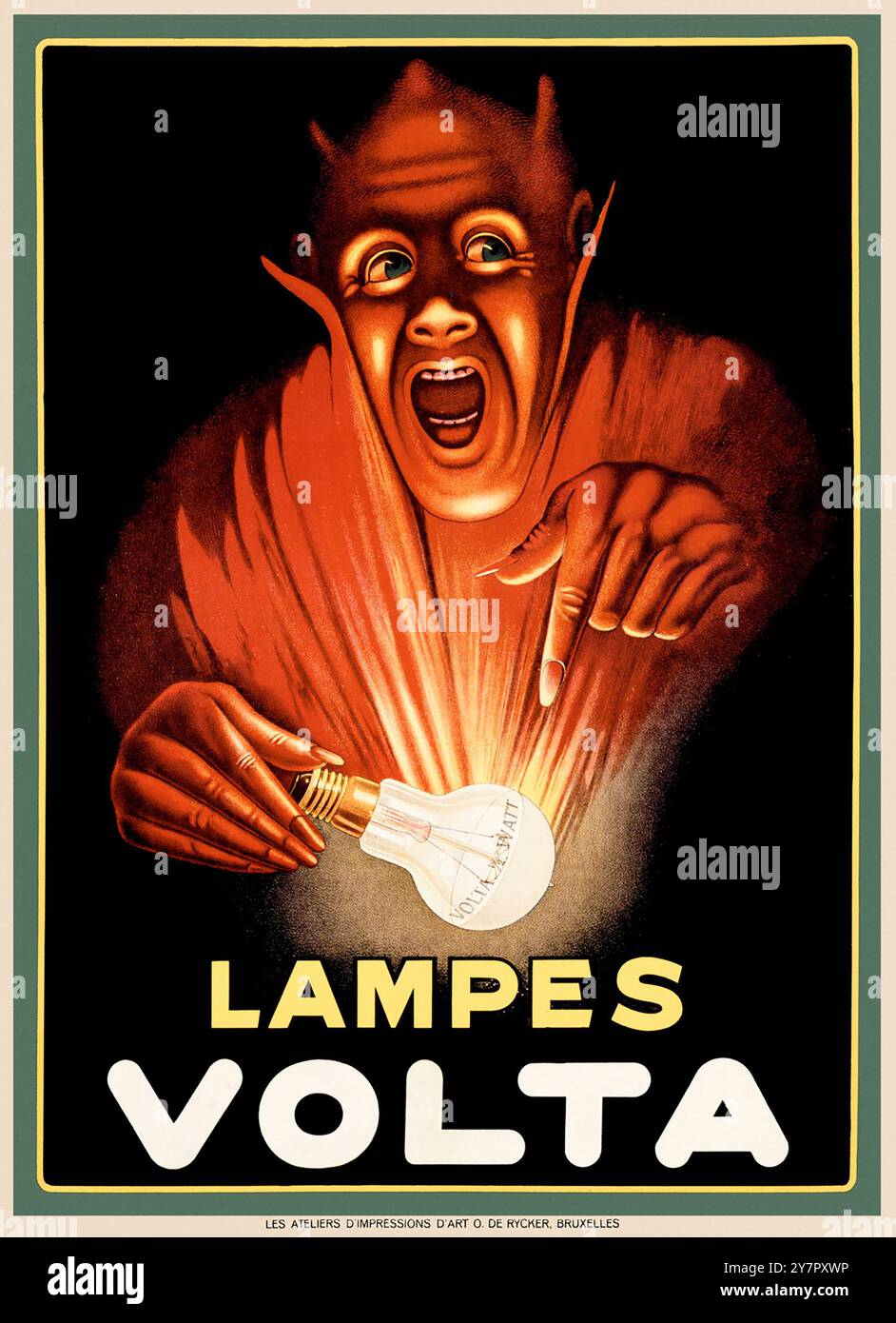 Lampes Volta - anonymous artist - Vintage poster for electric light ...