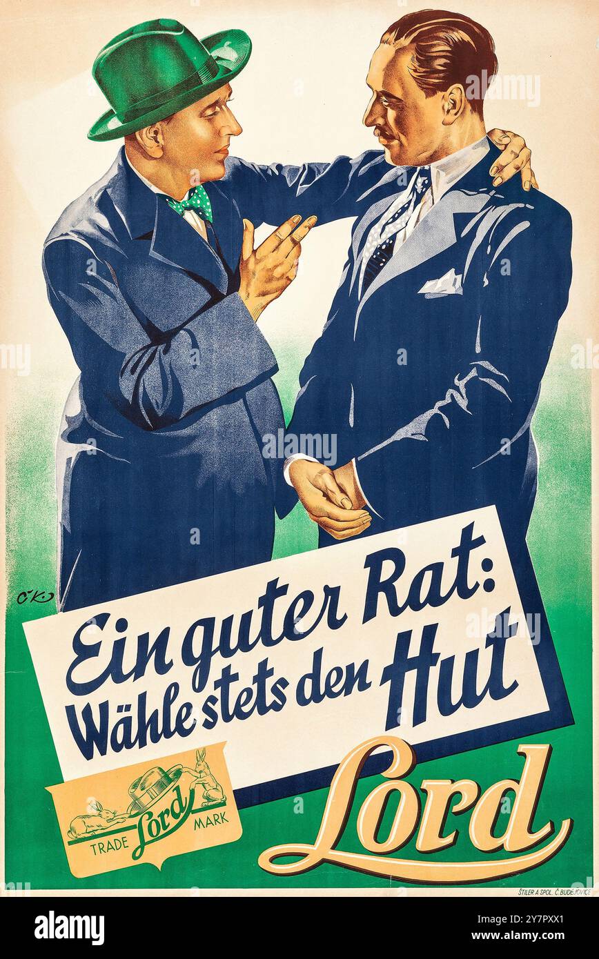 Lord Hats (c. 1930s) German advertising poster for hats - Ein guter rat ...