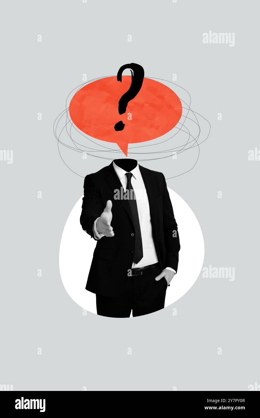 Vertical photo collage of anonym man reach hand shake greeting instead ...