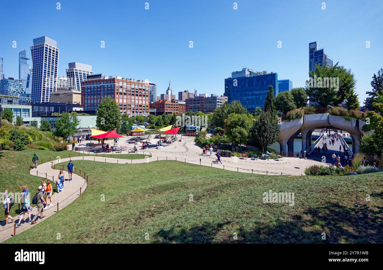 Main Lawn, viewed from Southwest Overlook at Little Island, an ...