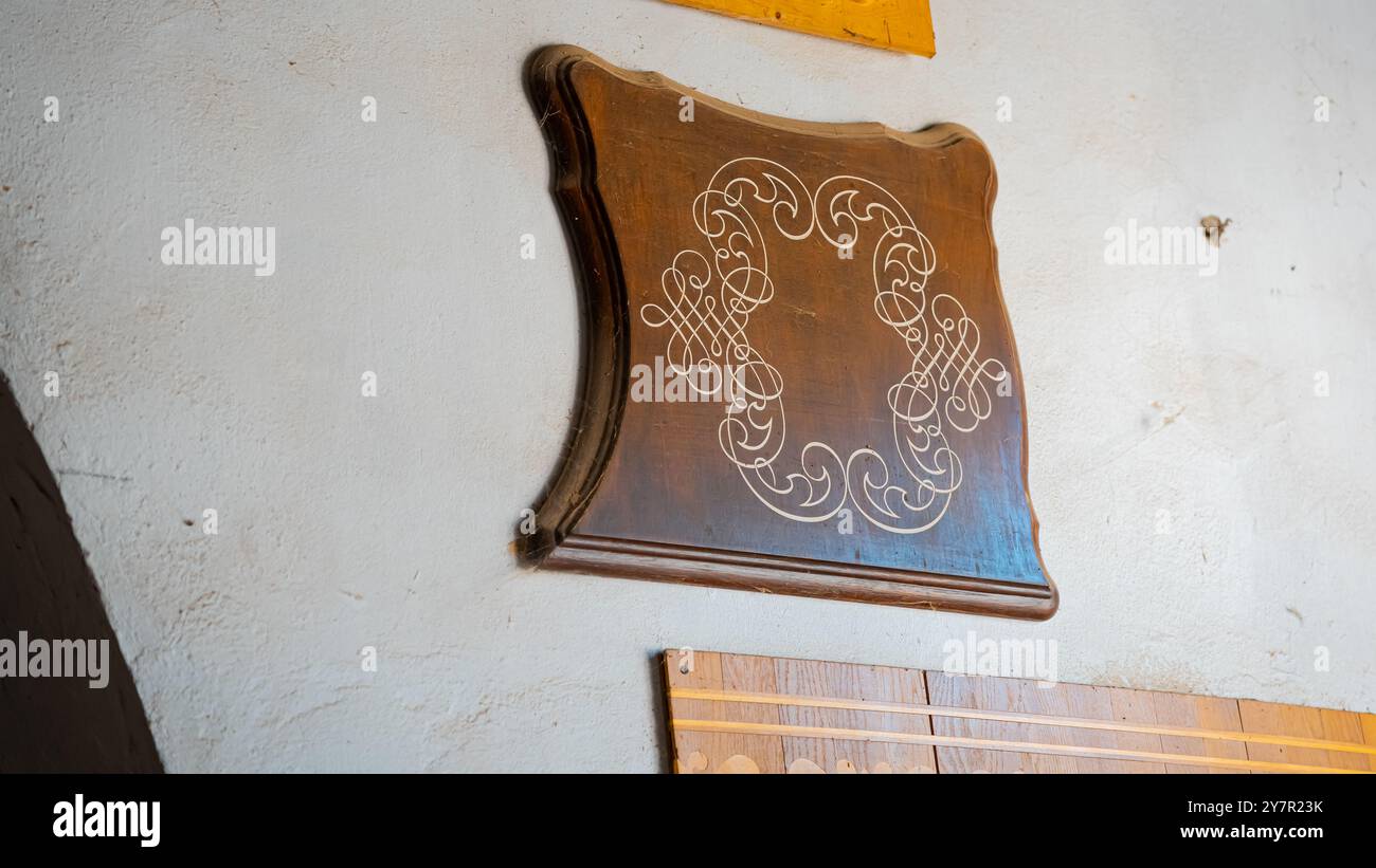 carving element. furniture in classic style. white color wood with gold ...