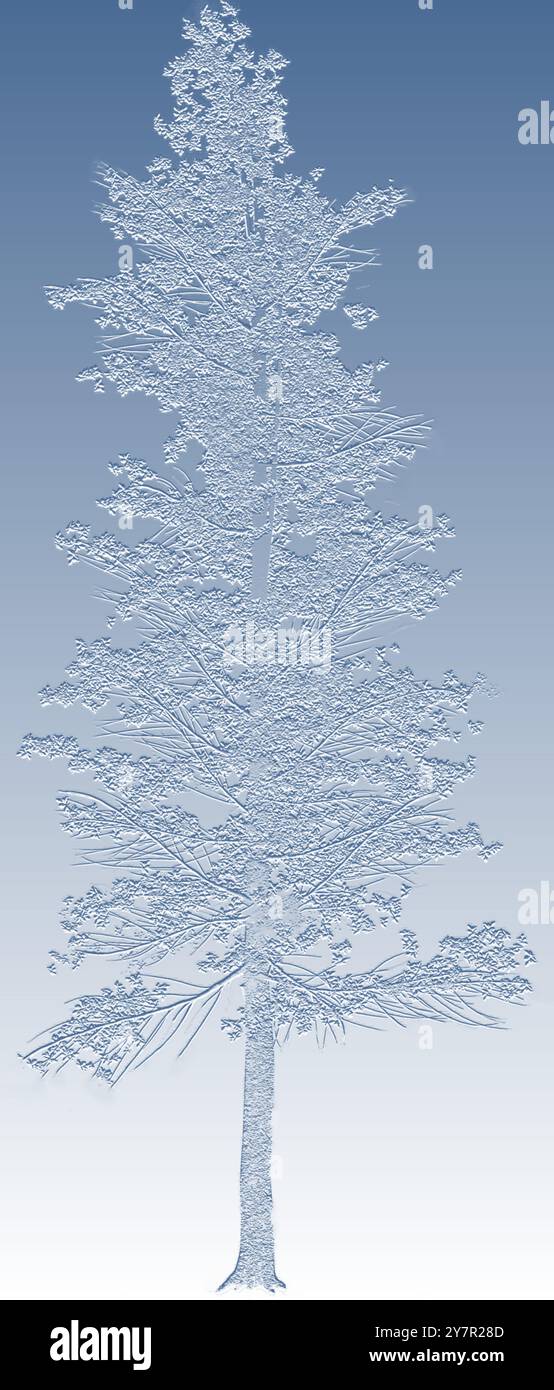 Abstract pale blue background of a single tall tree outline Stock Photo ...