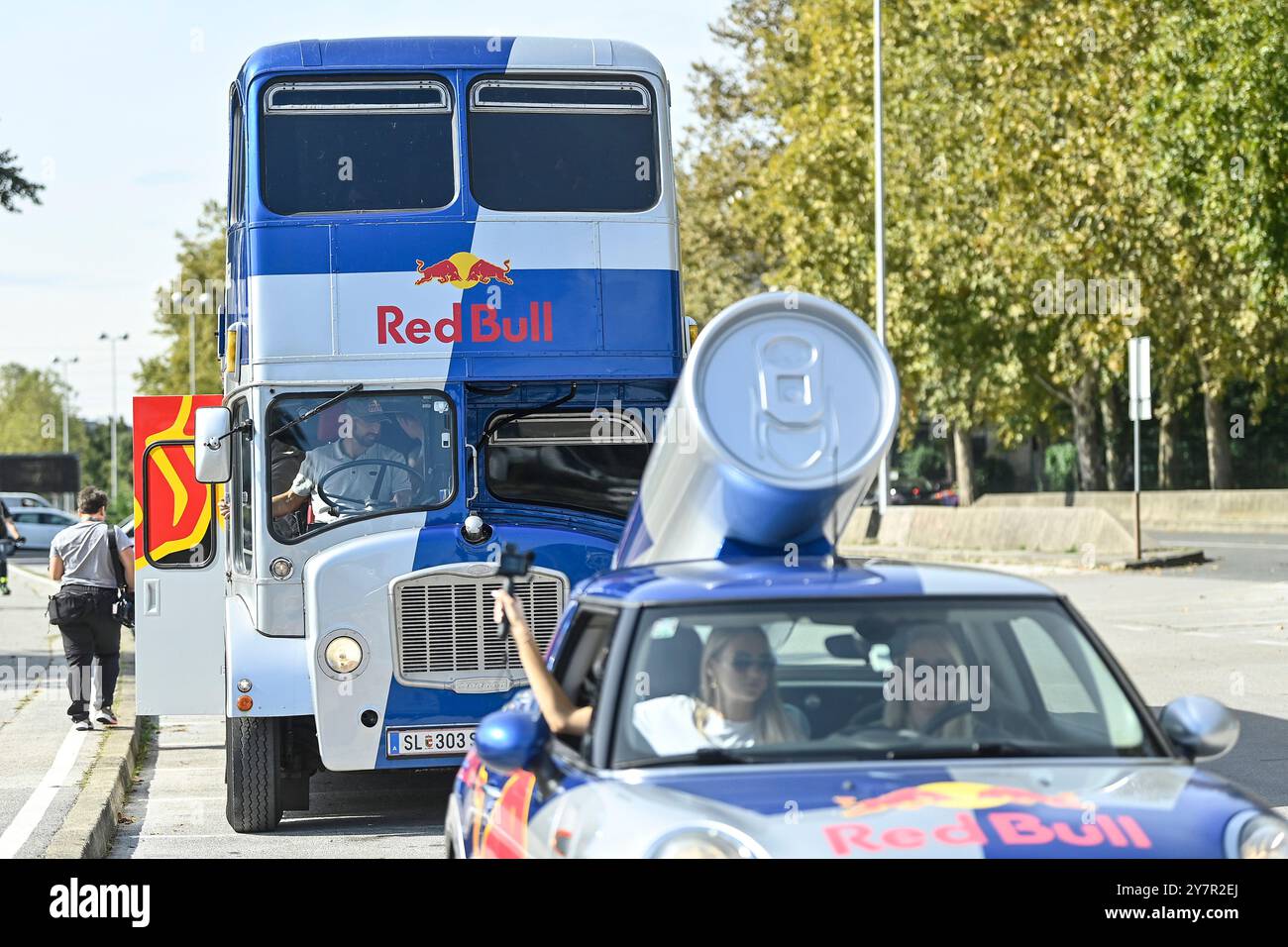 Triple gold medalist rower Martin Sinkovic drove the Red Bull party bus ...