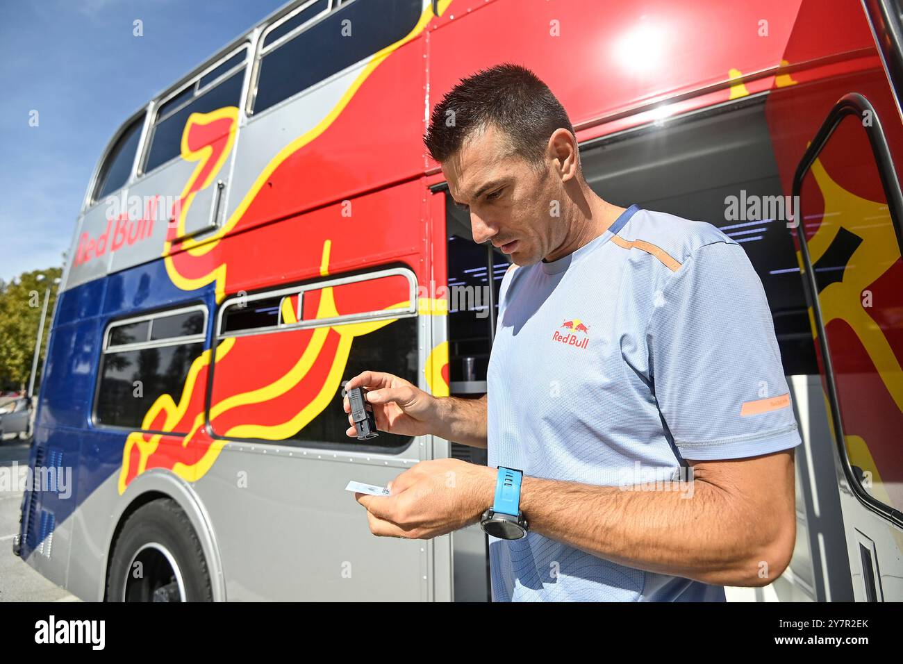 Triple gold medalist rower Martin Sinkovic drove the Red Bull party bus ...