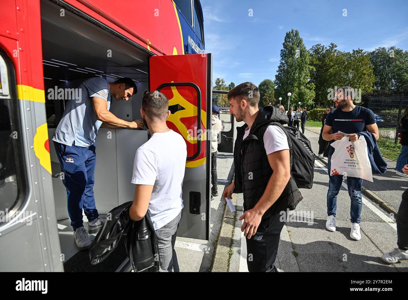 Triple gold medalist rower Martin Sinkovic drove the Red Bull party bus ...