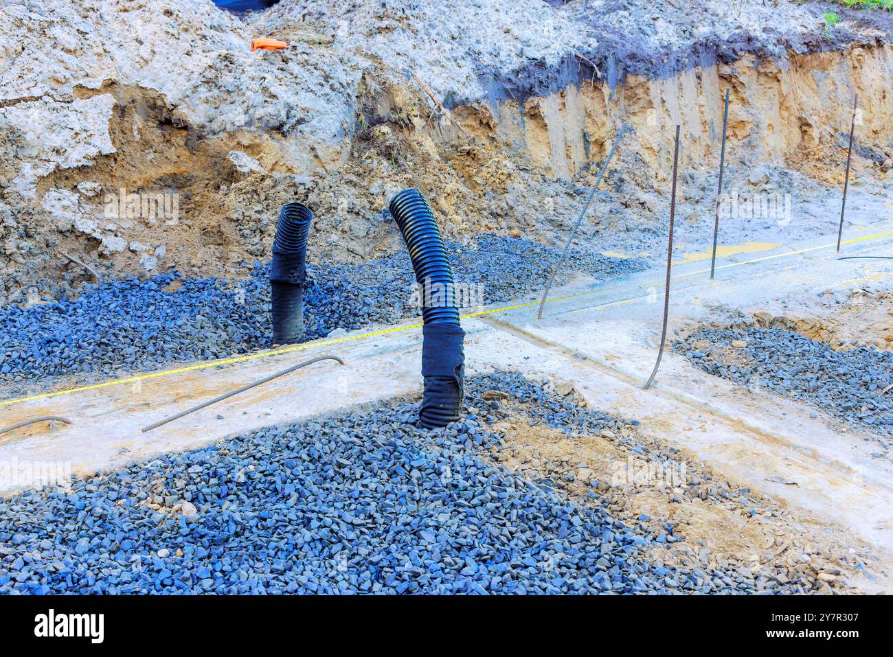 Preparation ground foundation to installation formwork for pouring ...