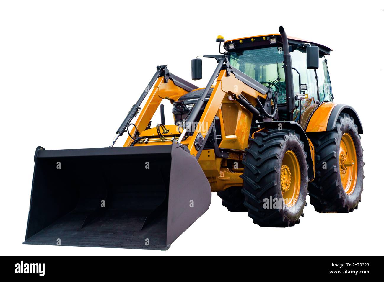 Tractor excavator on white background isolate. Agricultural machinery ...