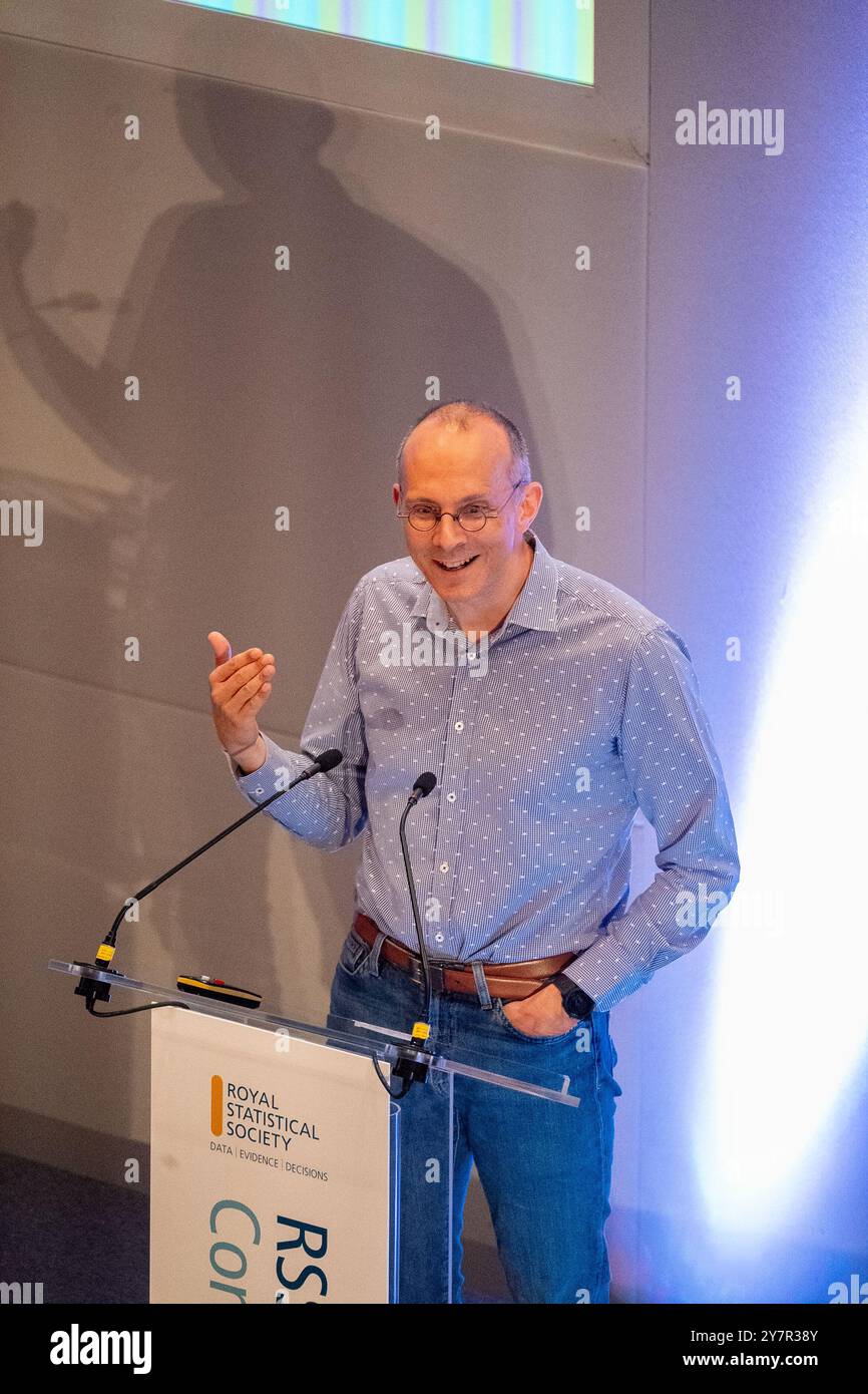 Tim Harford speaking at the 2024 RSS Conference. Photo date: Wednesday ...