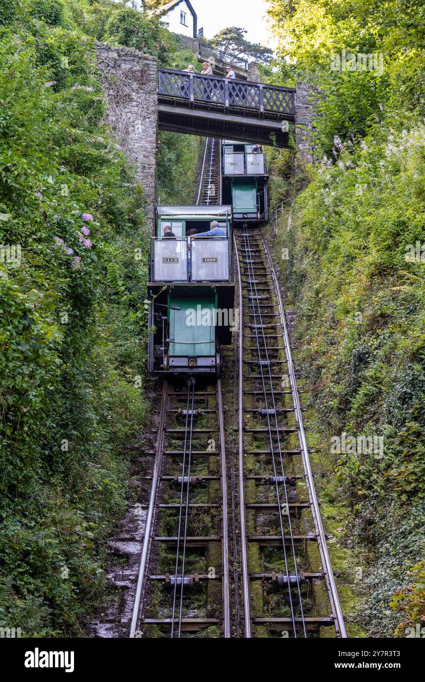 Lynton and Lynmouth Cliff Railway, a water-powered funicular, built ...