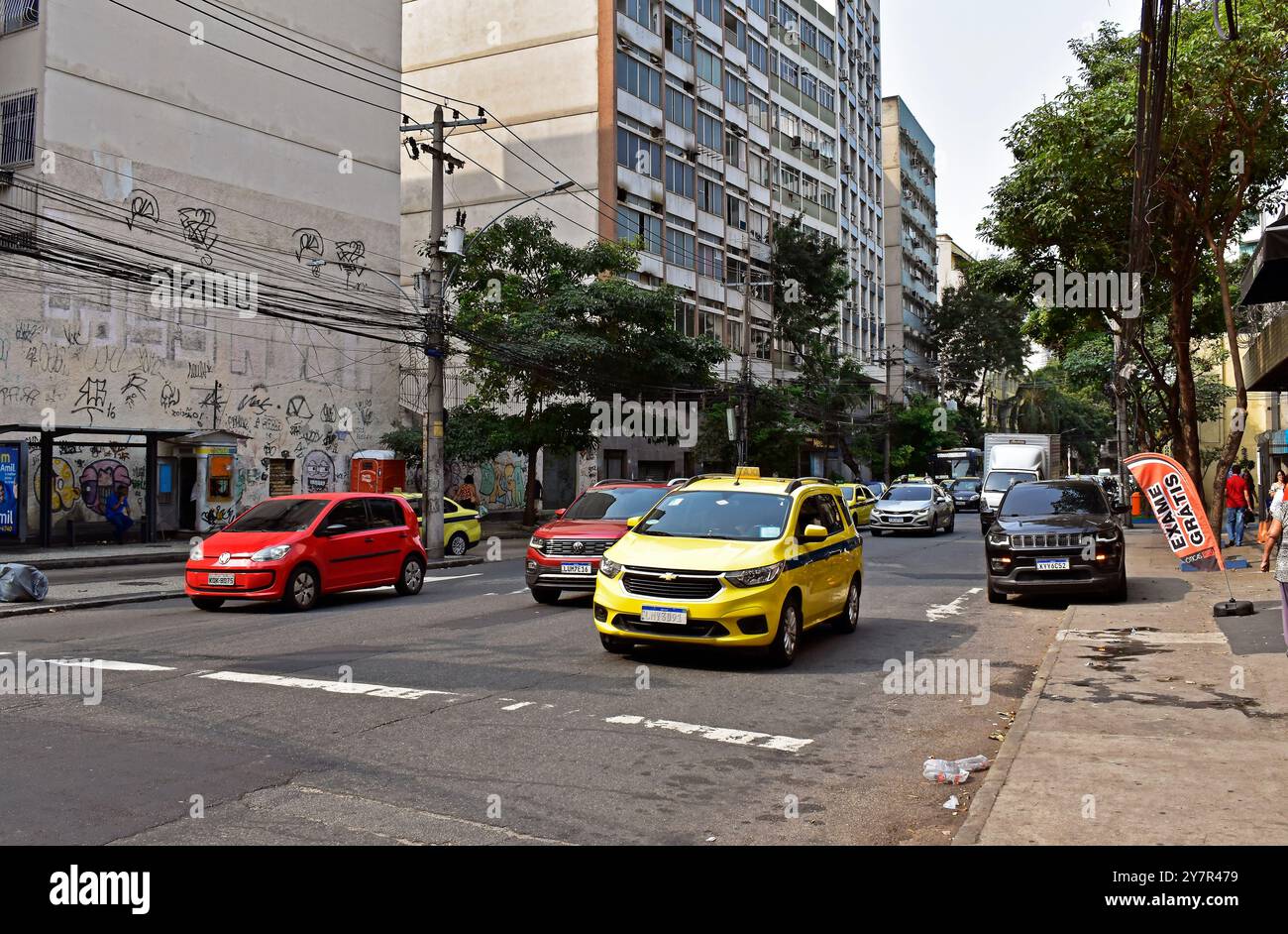 RIO DE JANEIRO, BRAZIL - September 19, 2024: Typical street on Tijuca ...