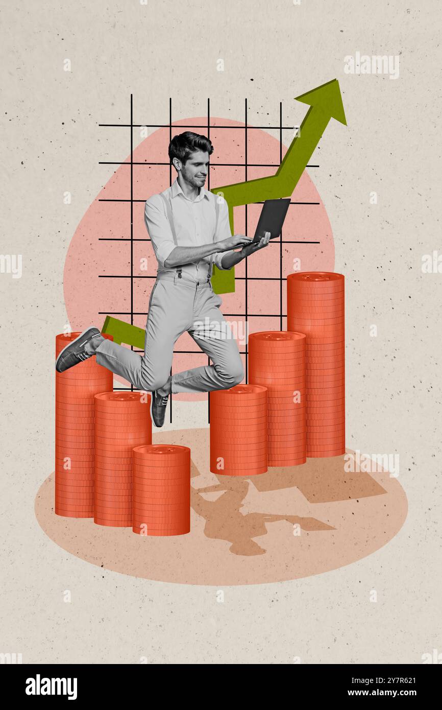 Composite trend artwork 3D sketch photo collage of trader money dollar ...