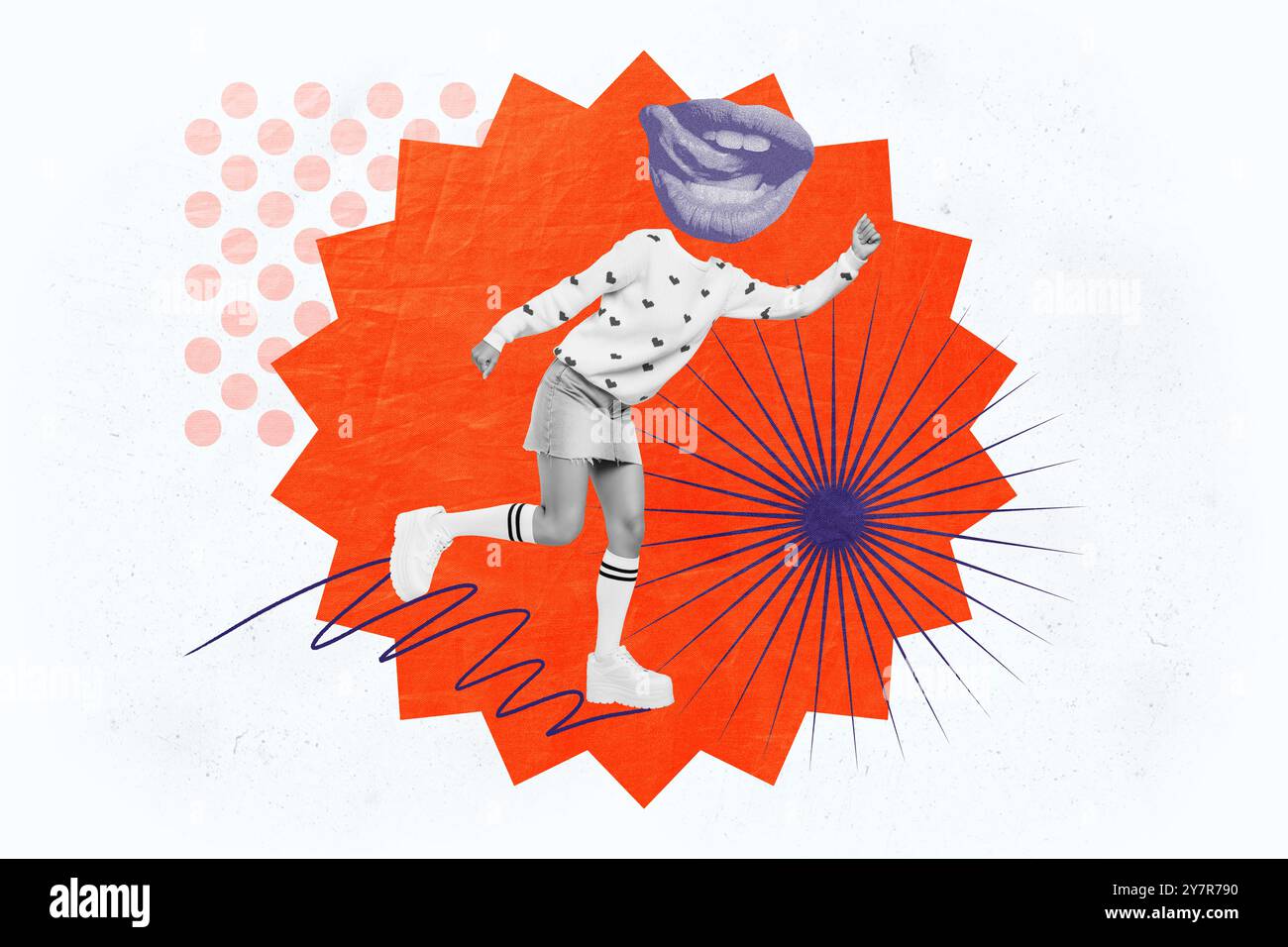 Composite trend artwork sketch image photo collage of illustration dot ...
