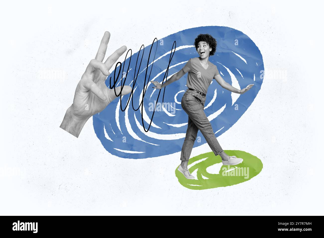 Composite trend artwork sketch image photo collage of monochrome ...