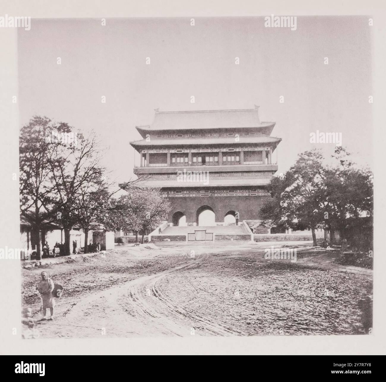 Vintage photo of Drum Tower of Beijing. The Drum Tower of Beijing, or ...
