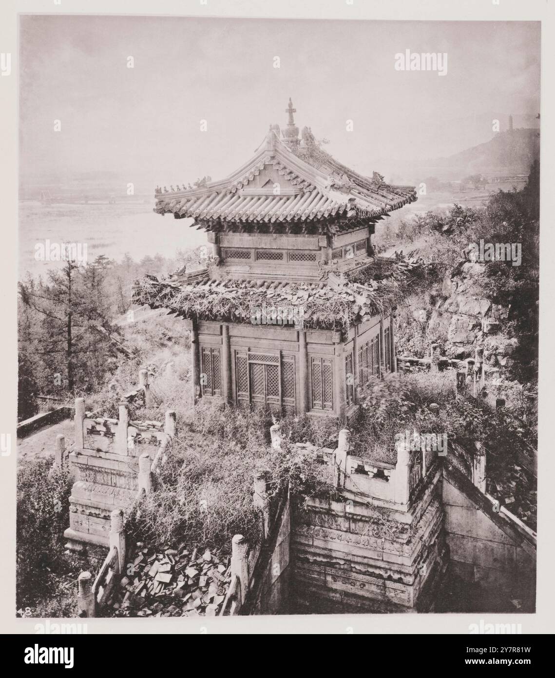 Vintage view of the Imperial Summer Palace, Yuen-Ming-Yuen. Bronze ...