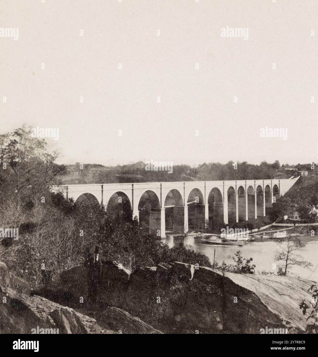The High Bridge, side view, Harlem (New York City). USA. 1860 Stock ...