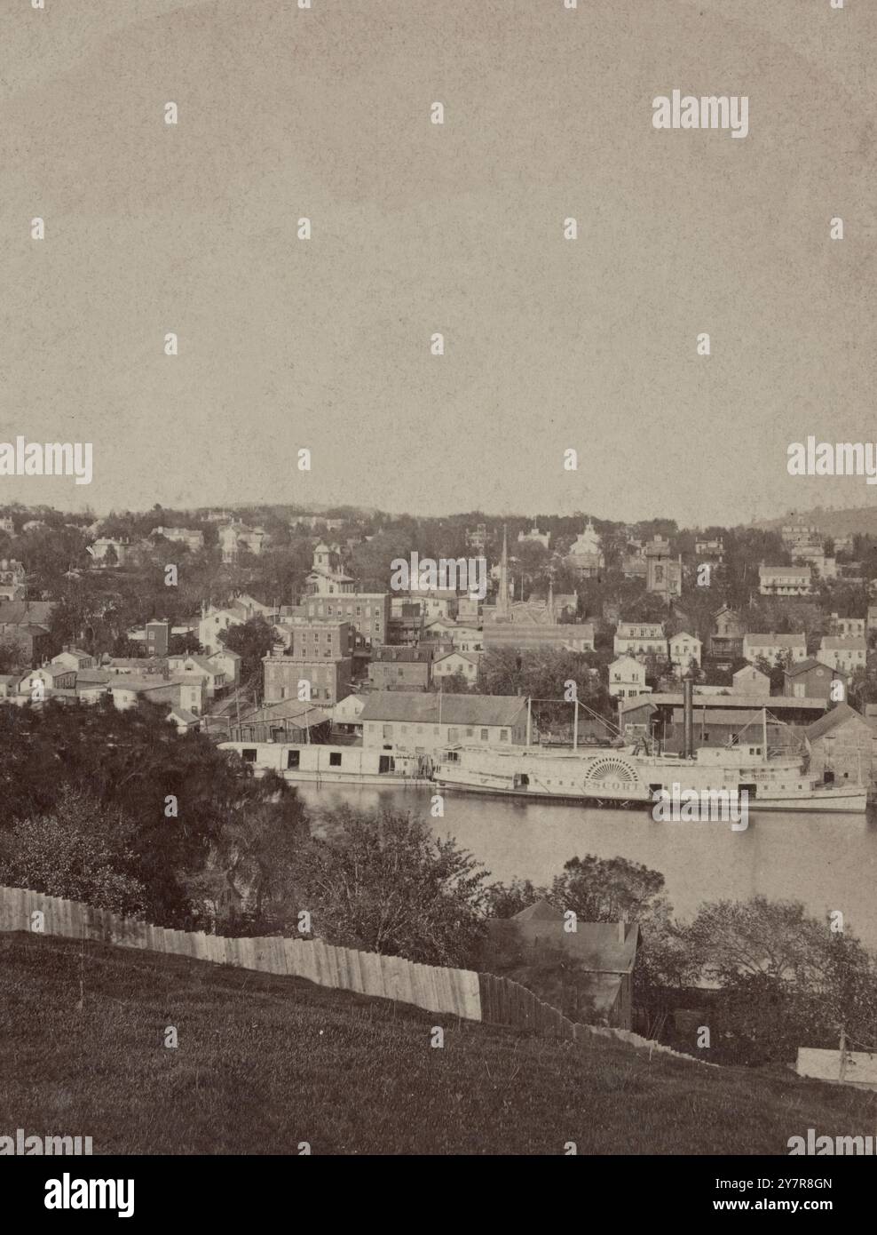 Vintage photo of the Catskill from West Catskill. New York state. USA ...