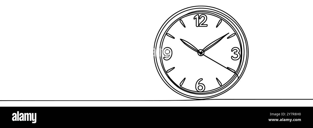 Continuous one line drawing of clock. Clock linear icon. One line ...