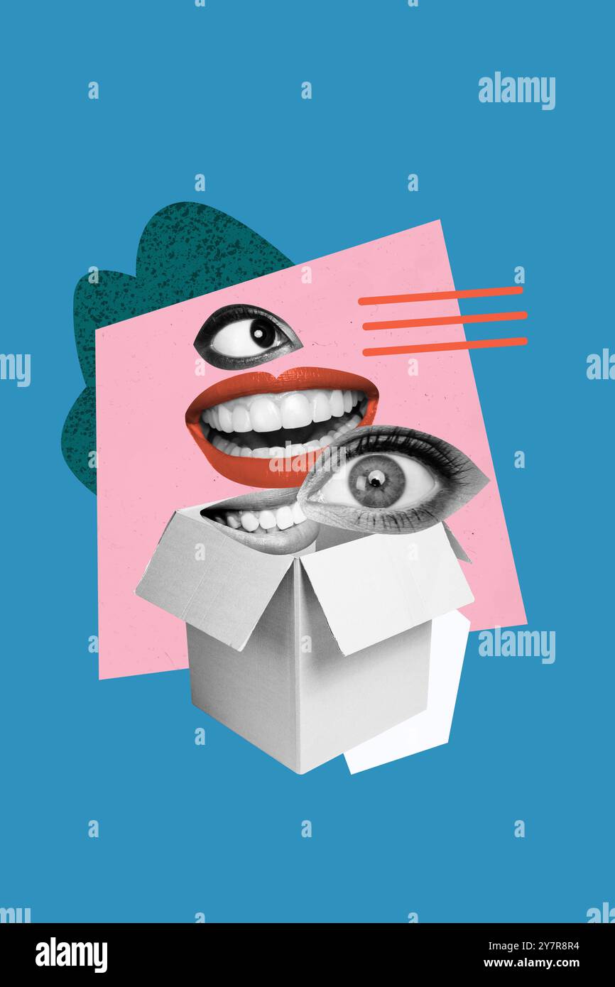 Composite trend artwork sketch image 3D photo collage of huge carton ...