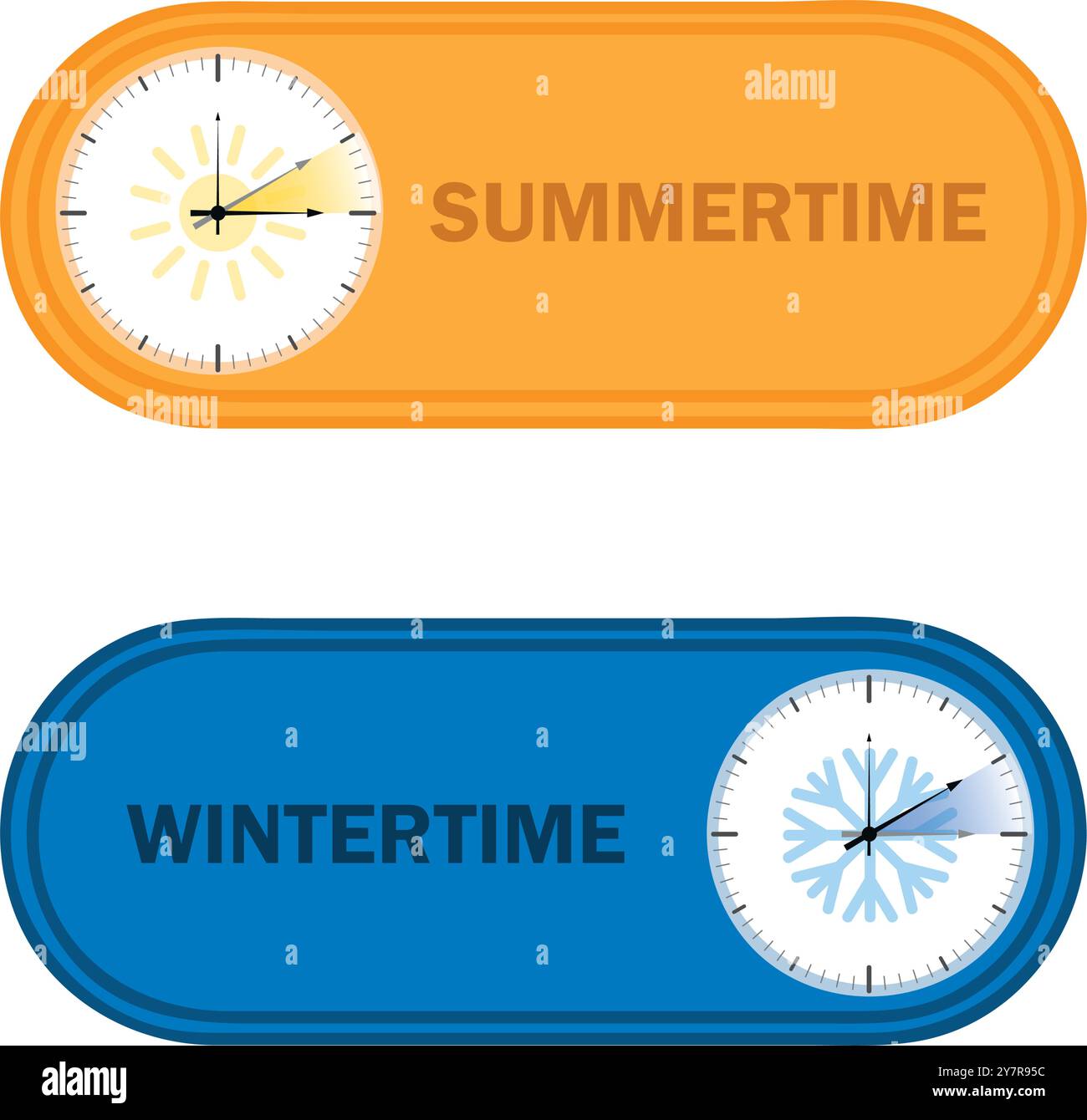 summertime and wintertime button with clock vector illustration Stock ...