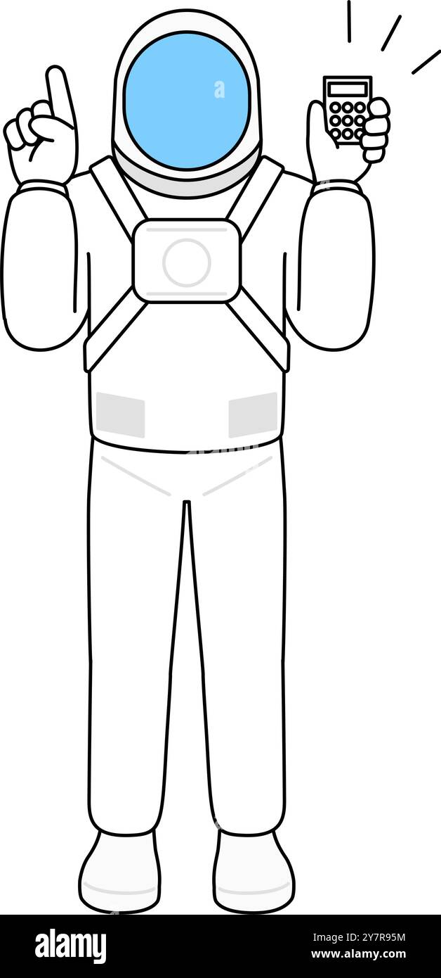 Astronaut holding a calculator and pointing, Vector Illustration Stock ...