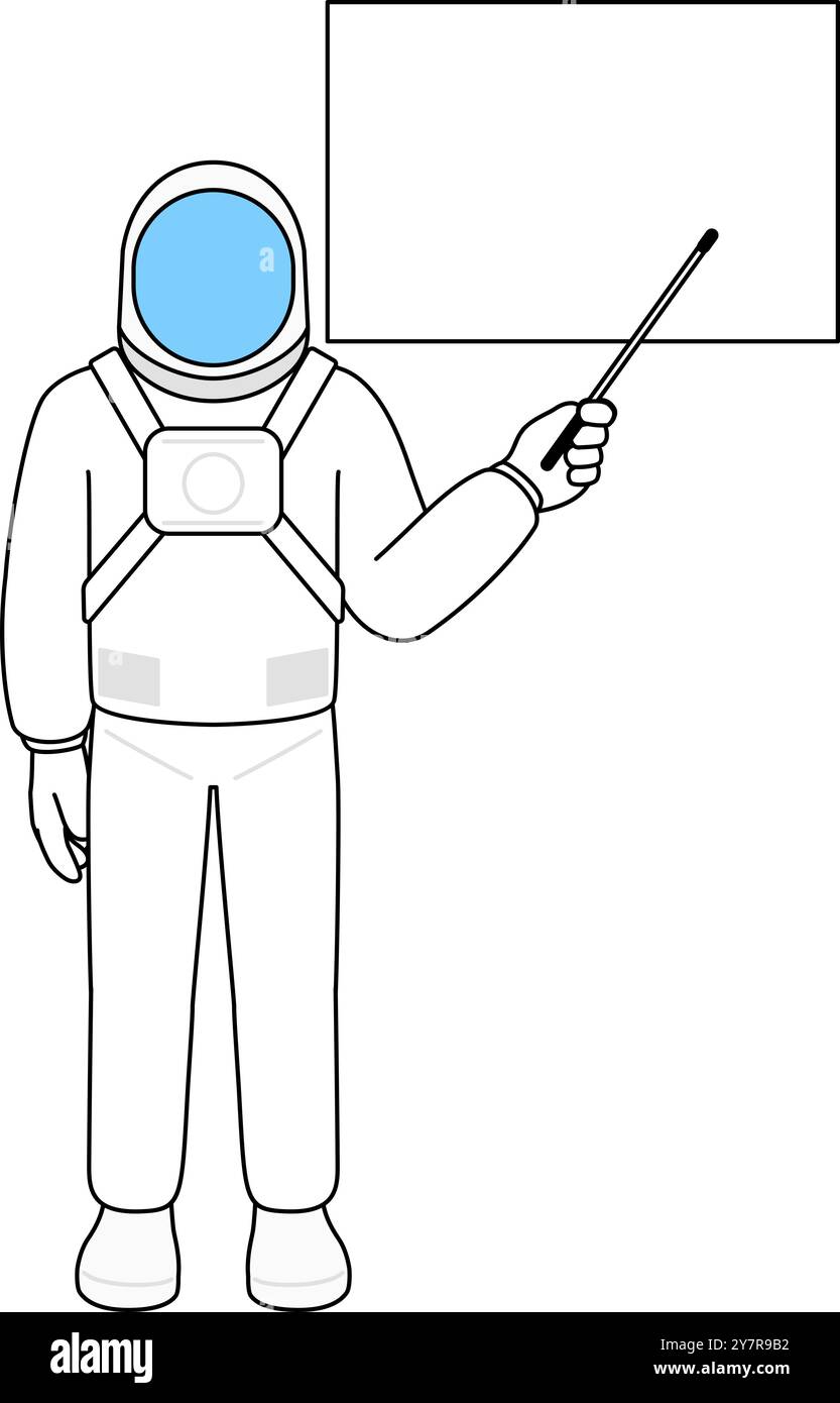 Astronaut pointing at a whiteboard with an indicator stick, Vector ...
