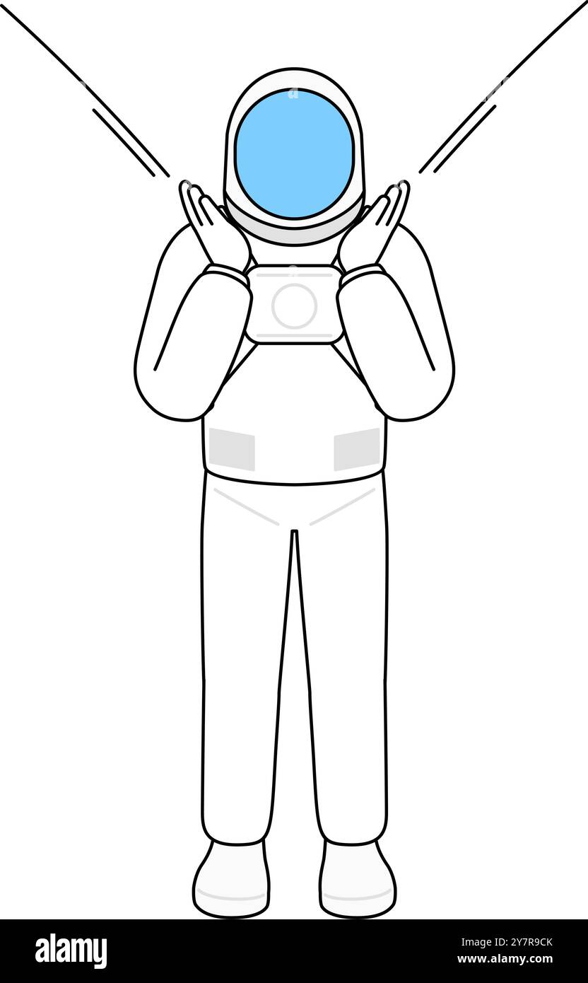 Astronaut calling out with his hand over his mouth, Vector Illustration ...