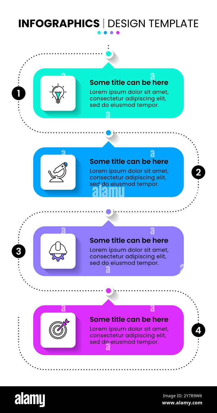 Infographic template with icons and 4 options or steps. Vertical line ...