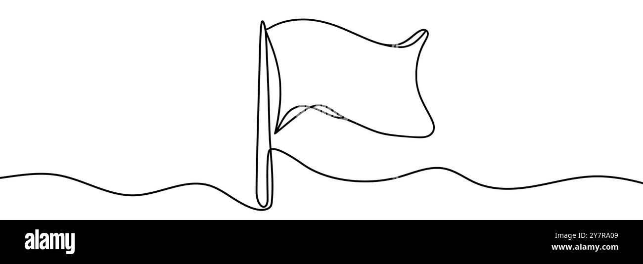 Continuous line drawing of flag. Single line drawing of a silhouette of ...