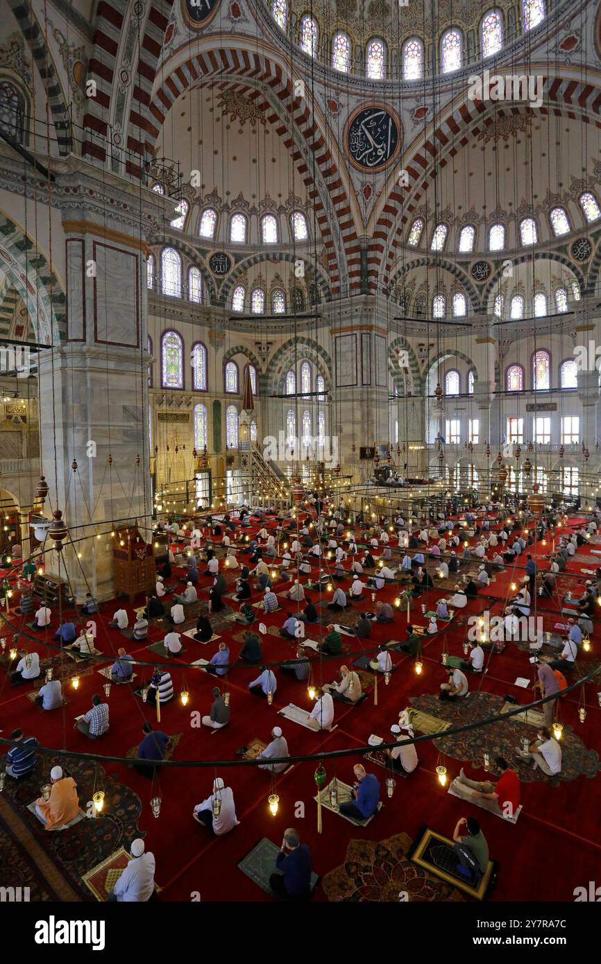 Istanbul Turkey - June 26, 2020: Muslim worshippers pray during the ...