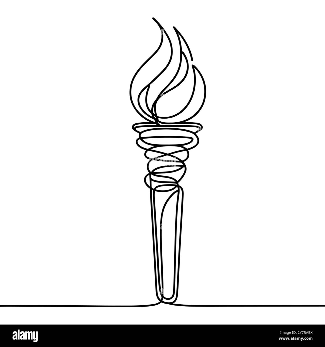 Continuous line drawing of the Olympic torch. Single line drawing of ...