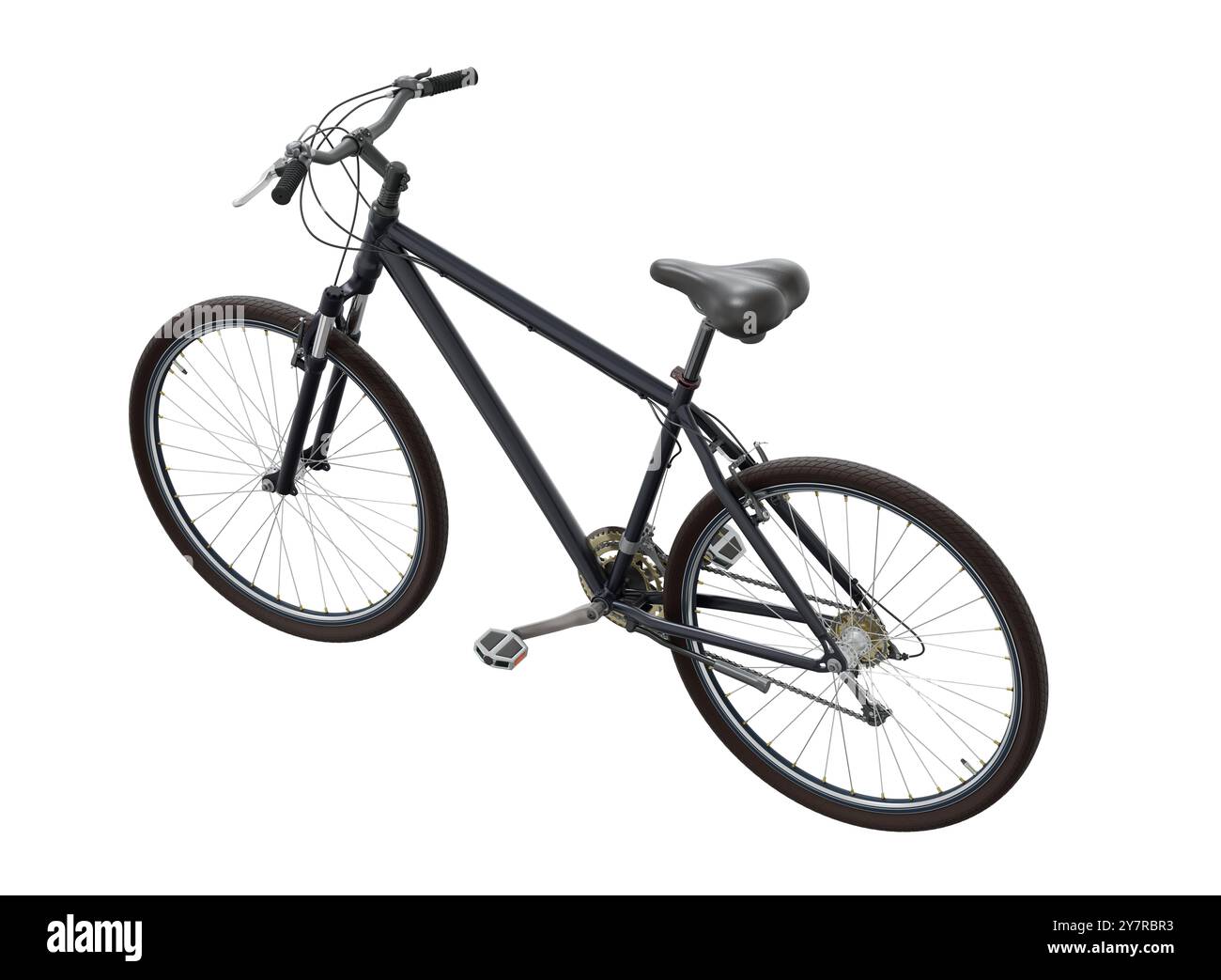 Black bicycle, side top view isolated on white background, 3D ...