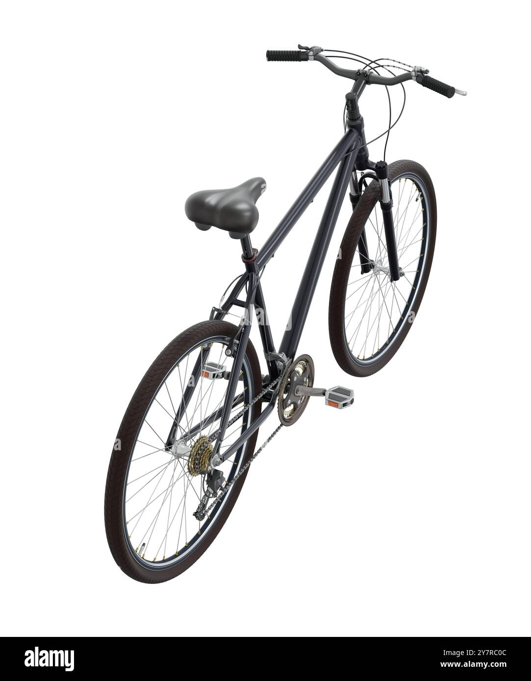 Black bicycle, top back view isolated on white background, 3D ...