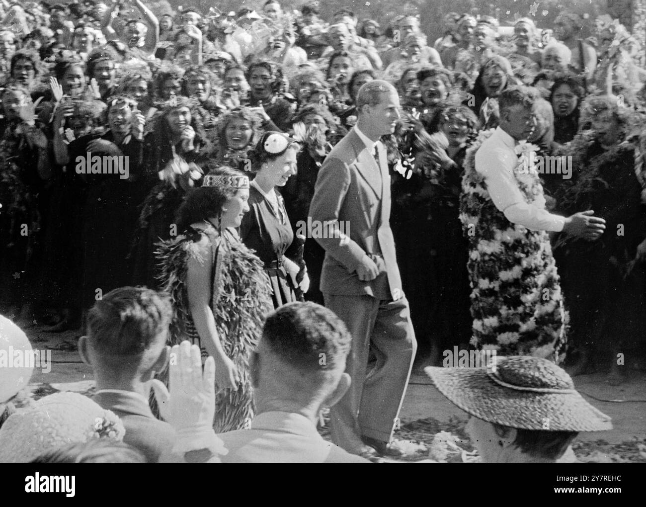 The Queen with Maori royalty. 4.1.54. H.M. the Queen and H.R.H. the ...