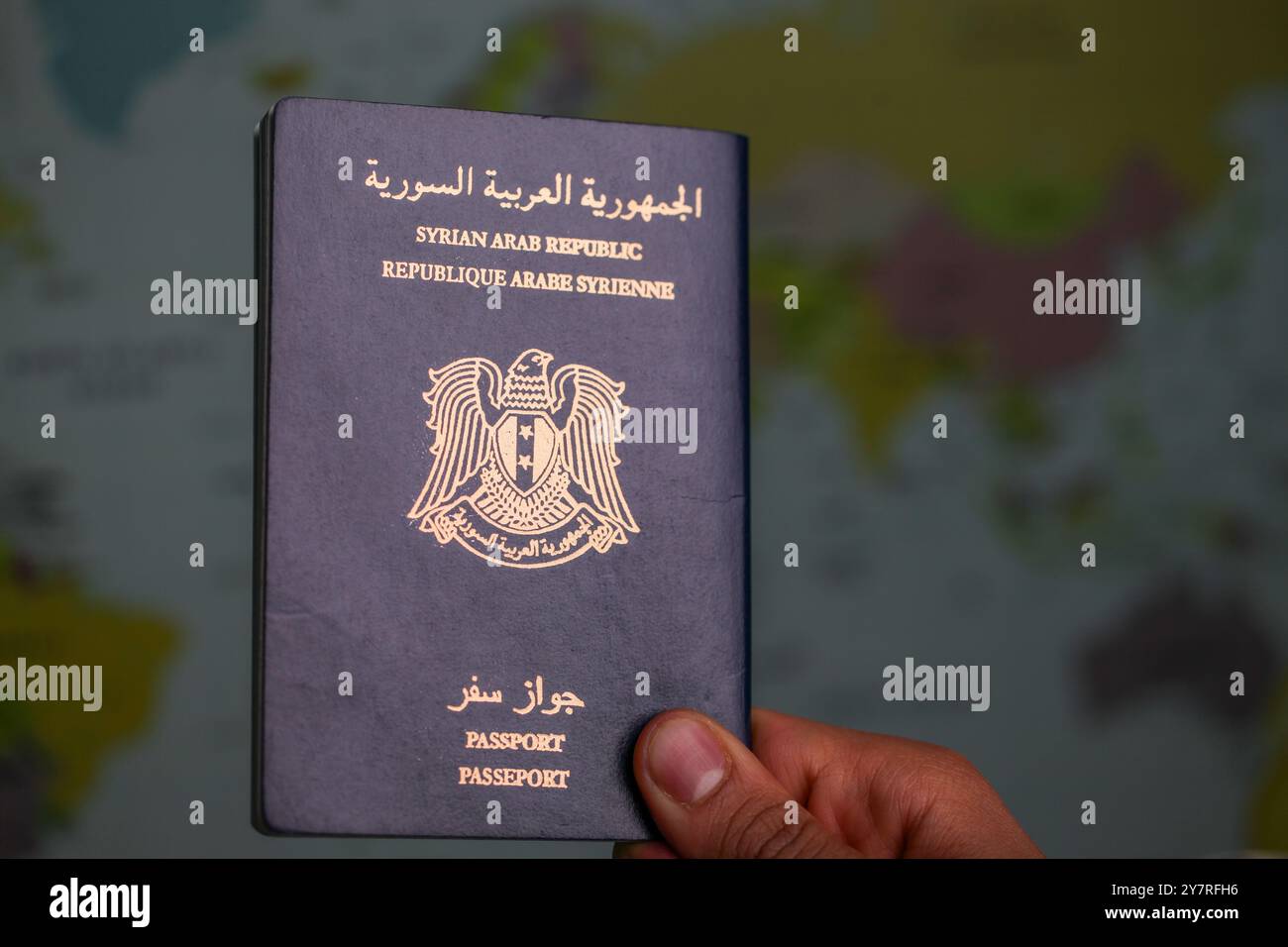 Gaziantep, Turkiye. 29 January 2024. The image of a Syrian passport ...