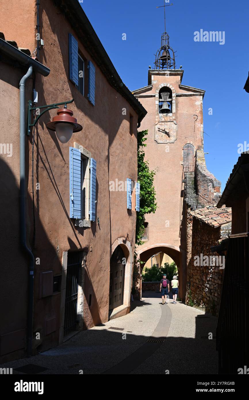 Couple of Tourists Walk Under the Bell Tower or Historic Belfry in the ...