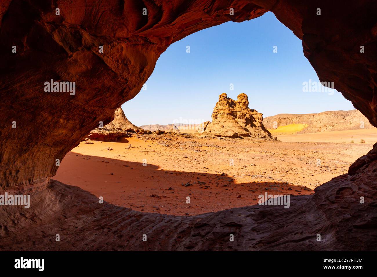 A view of the beautiful rock formations through an erosional stone ...