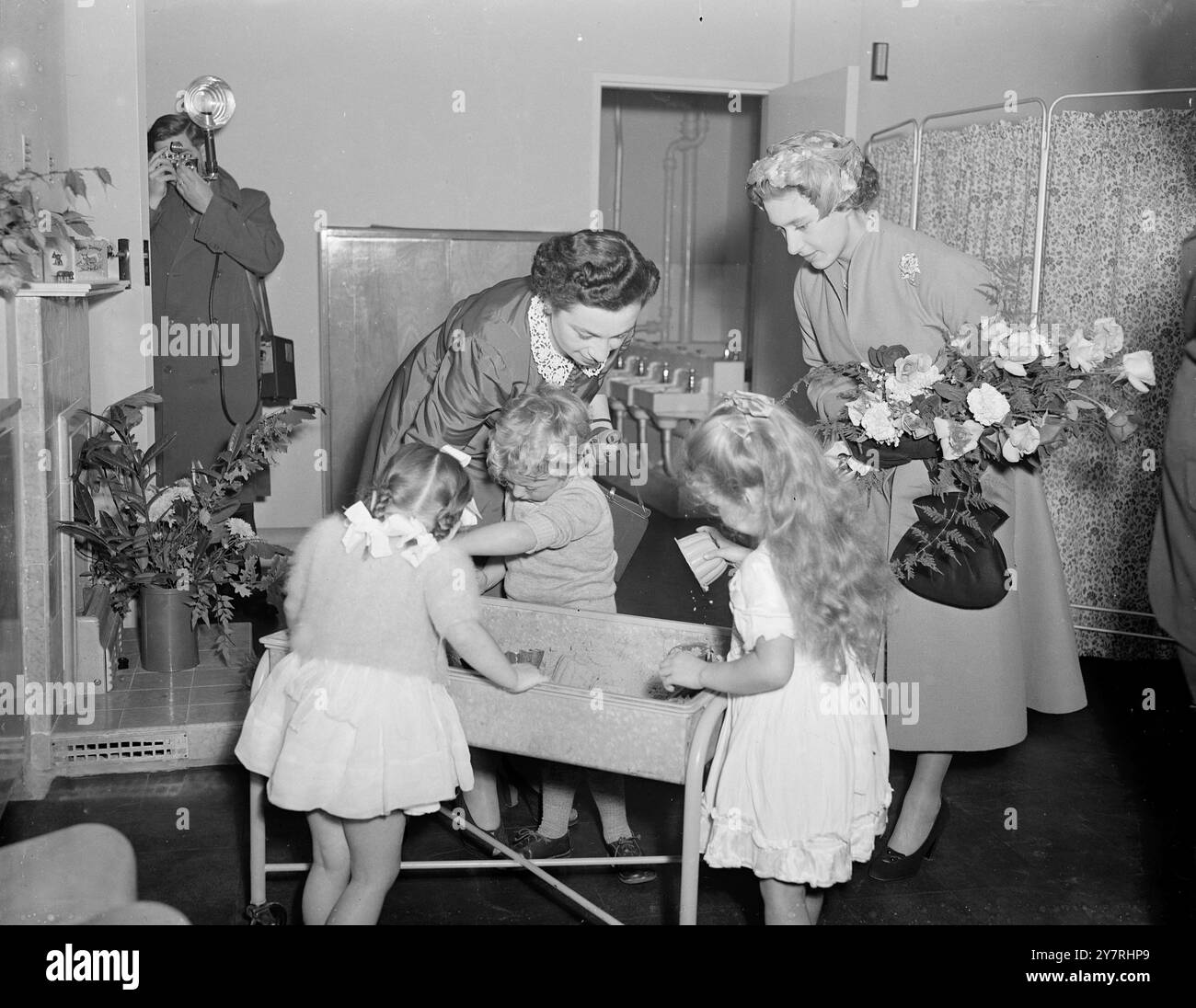 PRINCESS MARGARET OPENS NEW FLATS 22.10.53. H.R.H. Princess Margaret ...