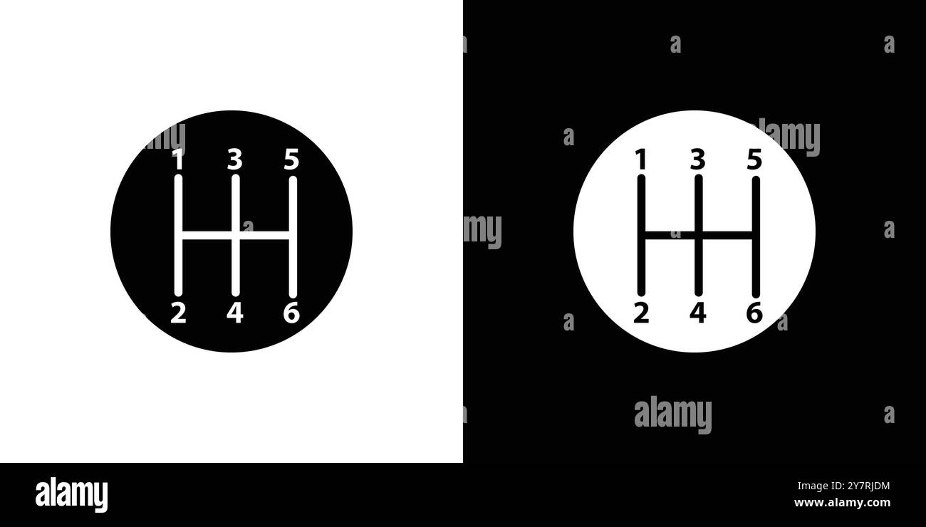 car manual shift lever icon vector line logo mark or symbol set collection outline style Stock ...