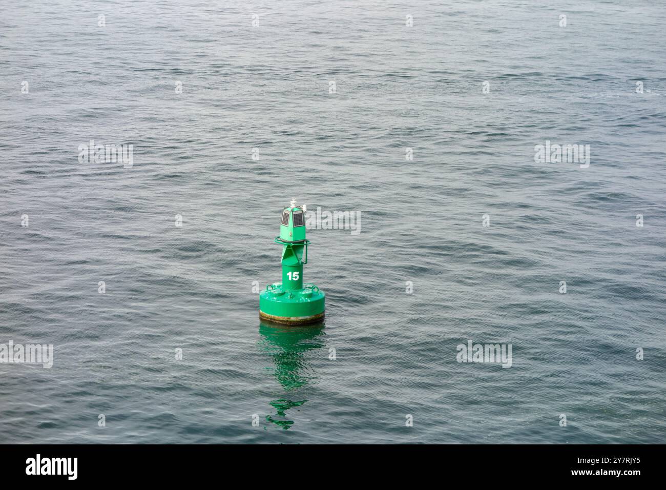 Detail of green port hand buoy signaling way when floating upstream ...