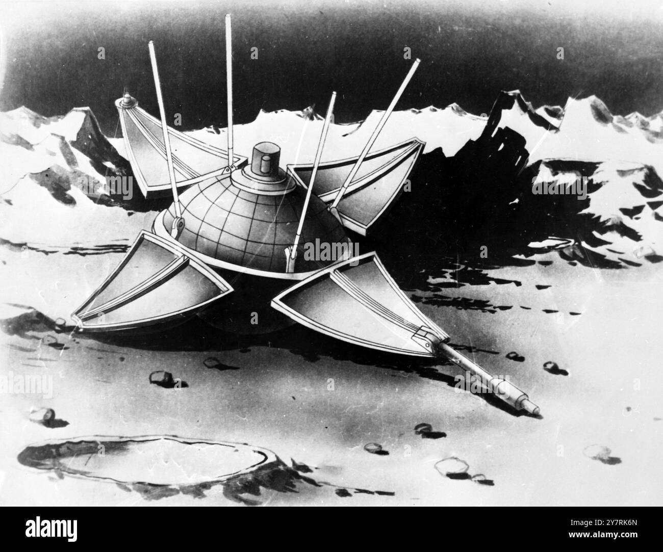 LUNA-9 SPACE STATIONMoscow, USSR : A Russian artist's painting of the ...