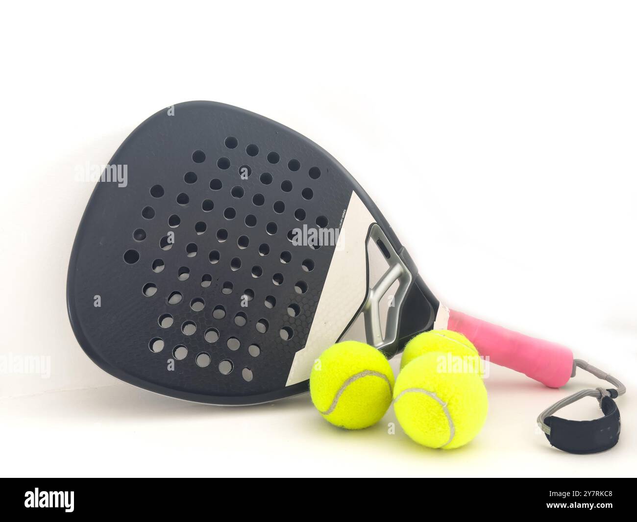 Isolated on white paddle tennis racket and balls, sports objects Stock ...