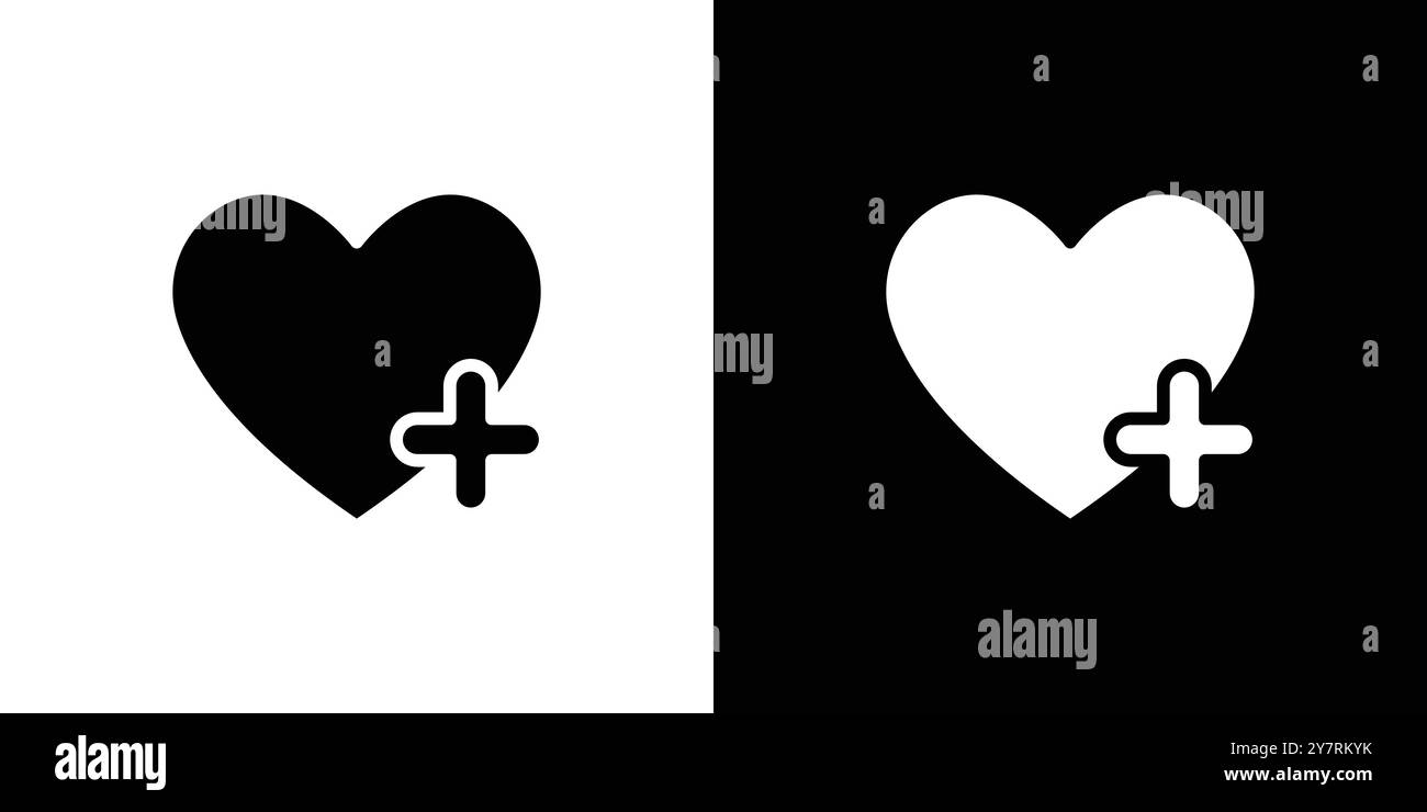 Heart plus icon vector line logo mark or symbol set collection outline style Stock Vector Image ...