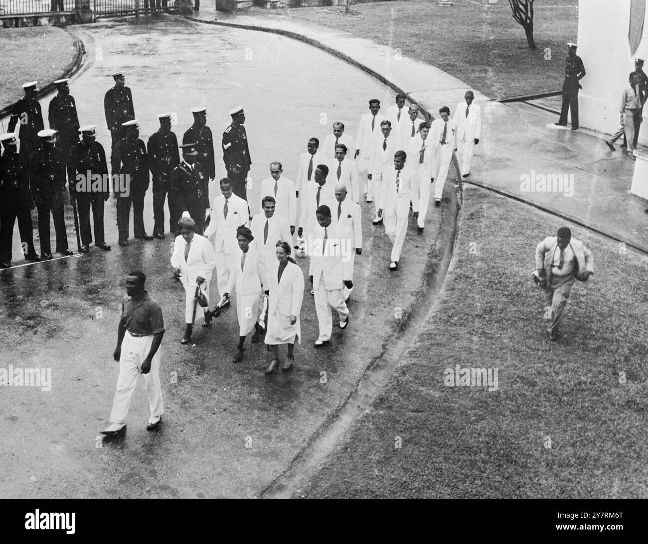 GUIANA P.P.P. MARCH TO HOUSE OF ASSEMBLY. I.N.P. photo shows Members of ...