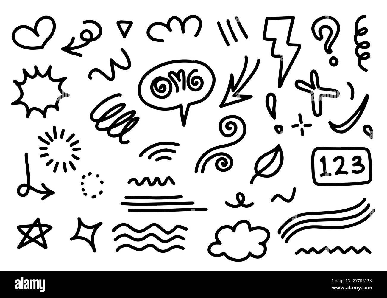 leaves, hearts, abstract, ribbons, arrows and other elements in hand ...