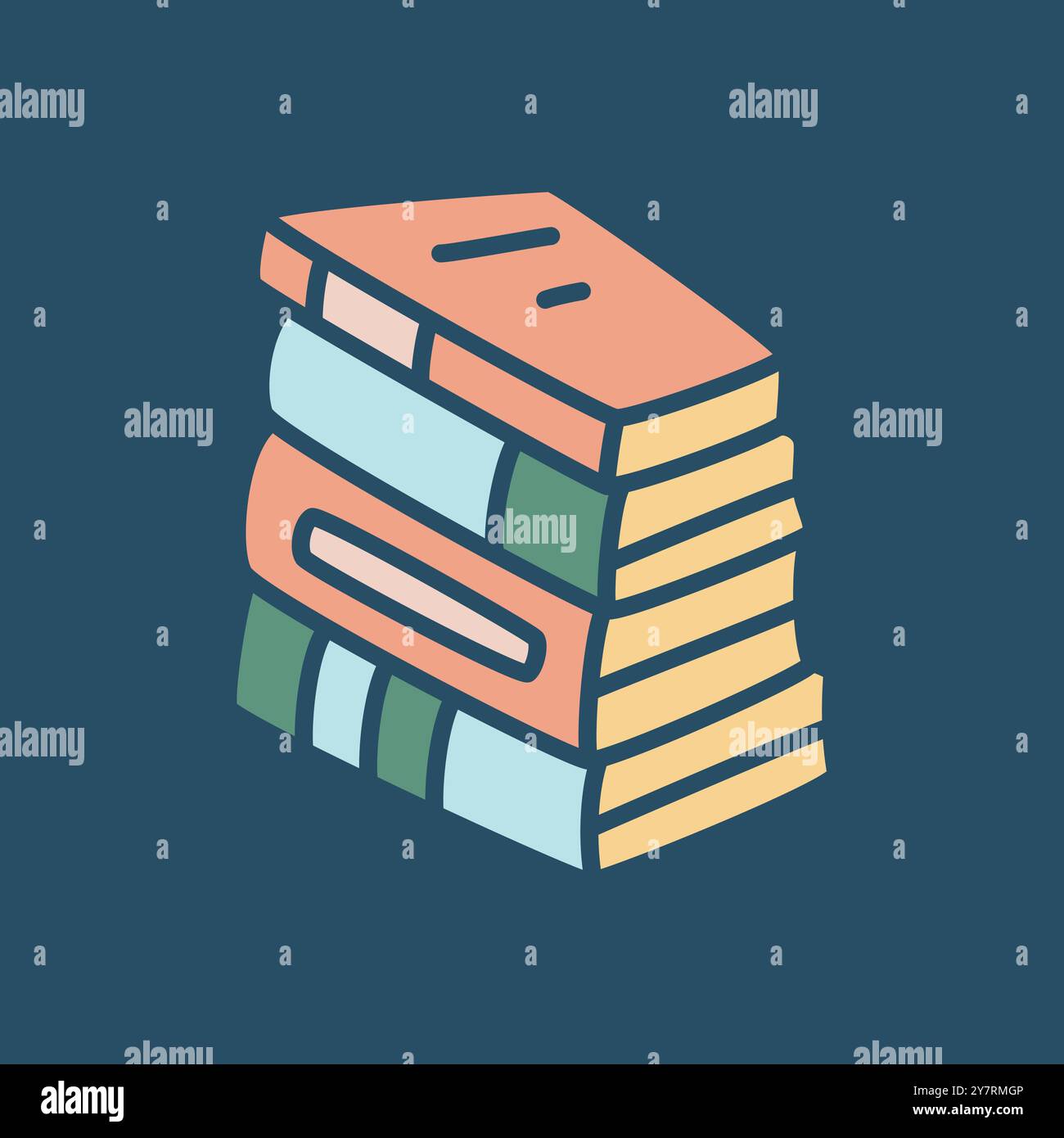 Doodle pile of books icon. Hand drawn book, journal or notebook symbol ...
