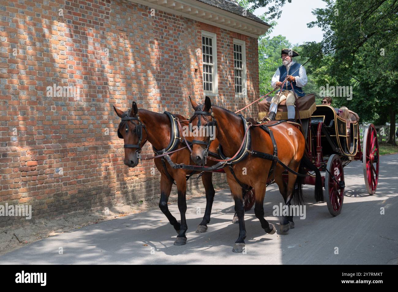 Horse drawn carriage ride through Colonial Williamsburg historic area ...