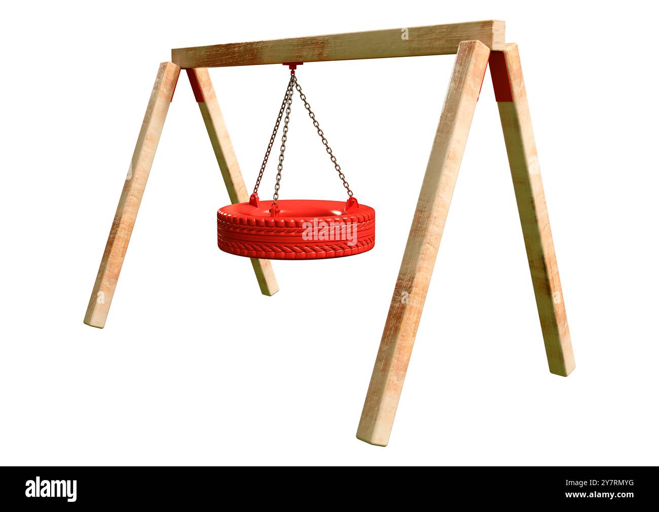 3D rendering of a playground tire swing for children isolated on white ...